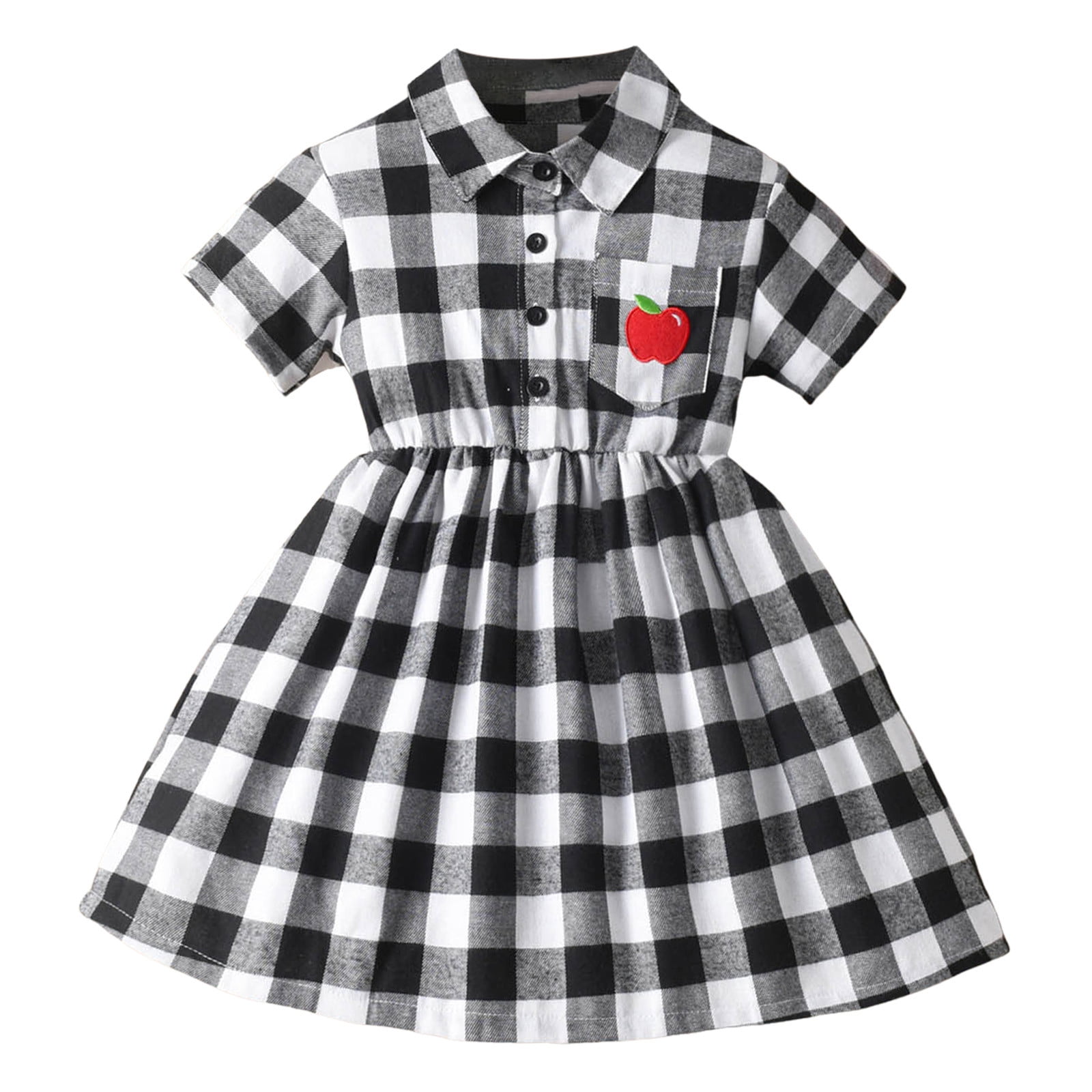Lujianch Child Kids Girls Short Sleeve Plaid Princess Dress Girls ...