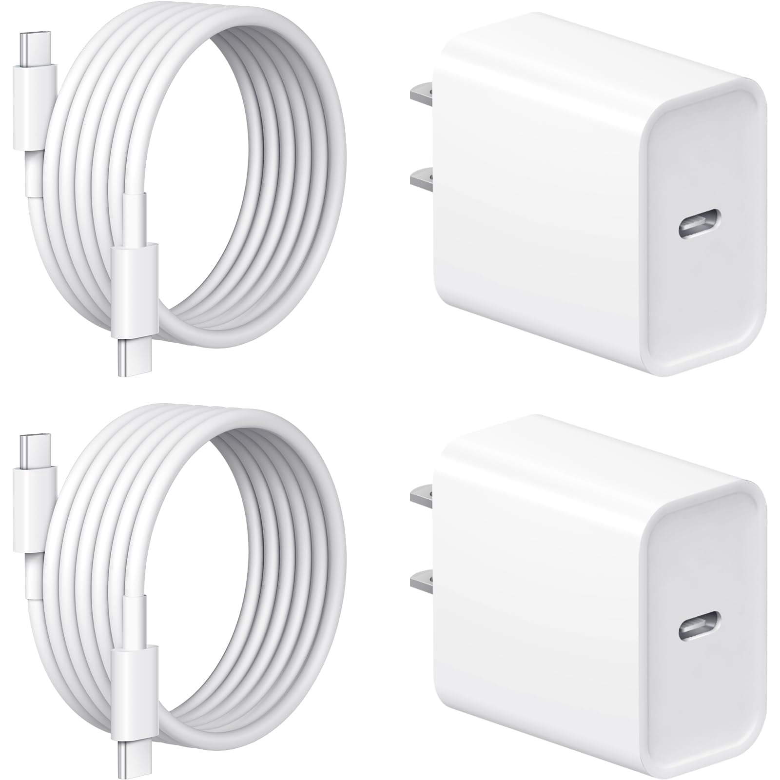 LujingZ (2 + 2) - Pack 20W USB - C Wall Charger with 6FT Cable - Fast ...
