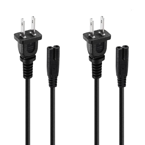 LujingZ 2 Pack 2 Prong AC Power Cord Replacement Durable Cable ...