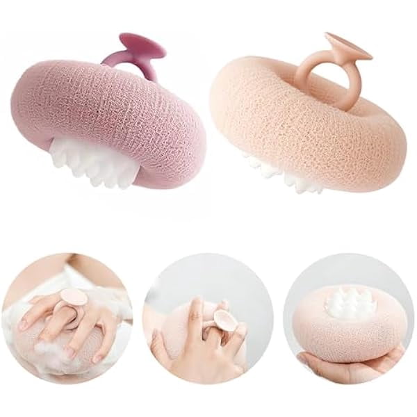 LujingZ 2-in-1 Sunflower Shower Sponge with Suction Cup | Exfoliating ...