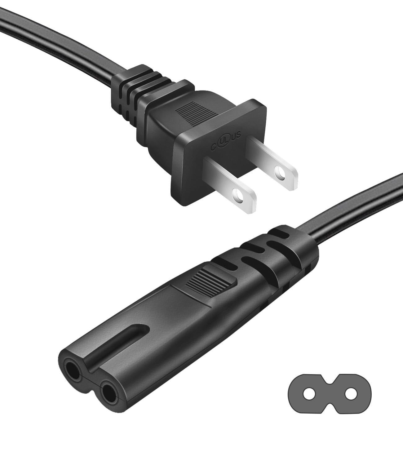LujingZ AC Power Cord 2 Prong C8 to 2-Slot for TV PS4 PS5 Speaker ...