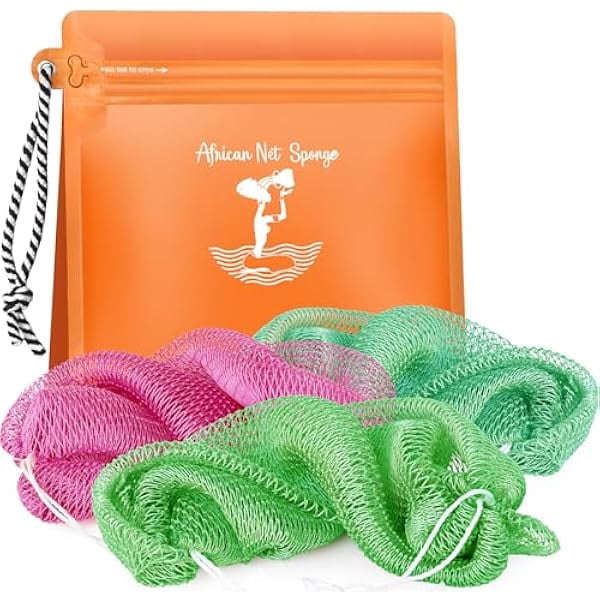 LujingZ African Net Sponge Authentic - Afro Scrub Exfoliating Net ...