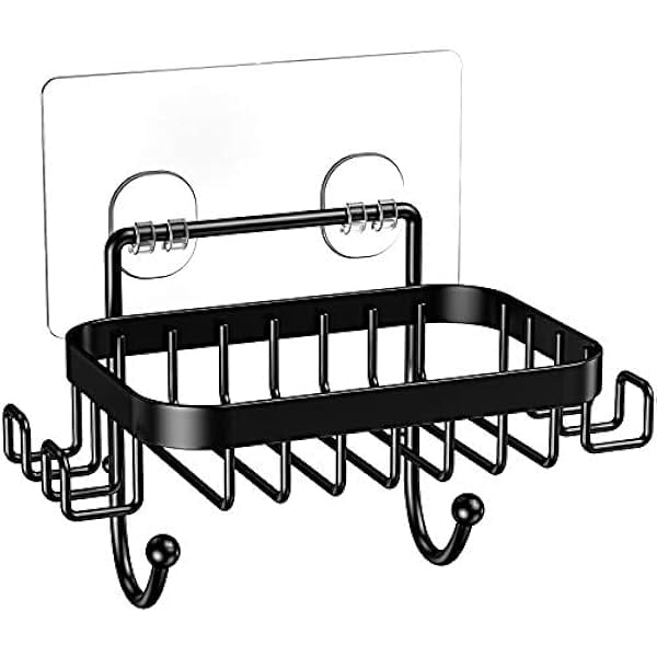 LujingZ Soap Dish Holder SUS304 Stainless Steel with 6 Hooks Loofah ...