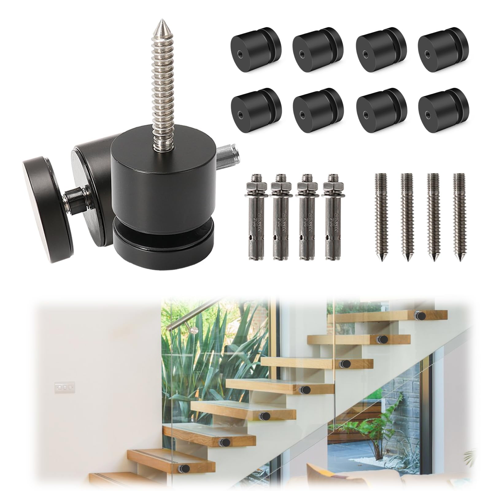 LukLoy 10 Pack 2" Diameter SS304 Glass Railing Standoff, Heavy Duty ...