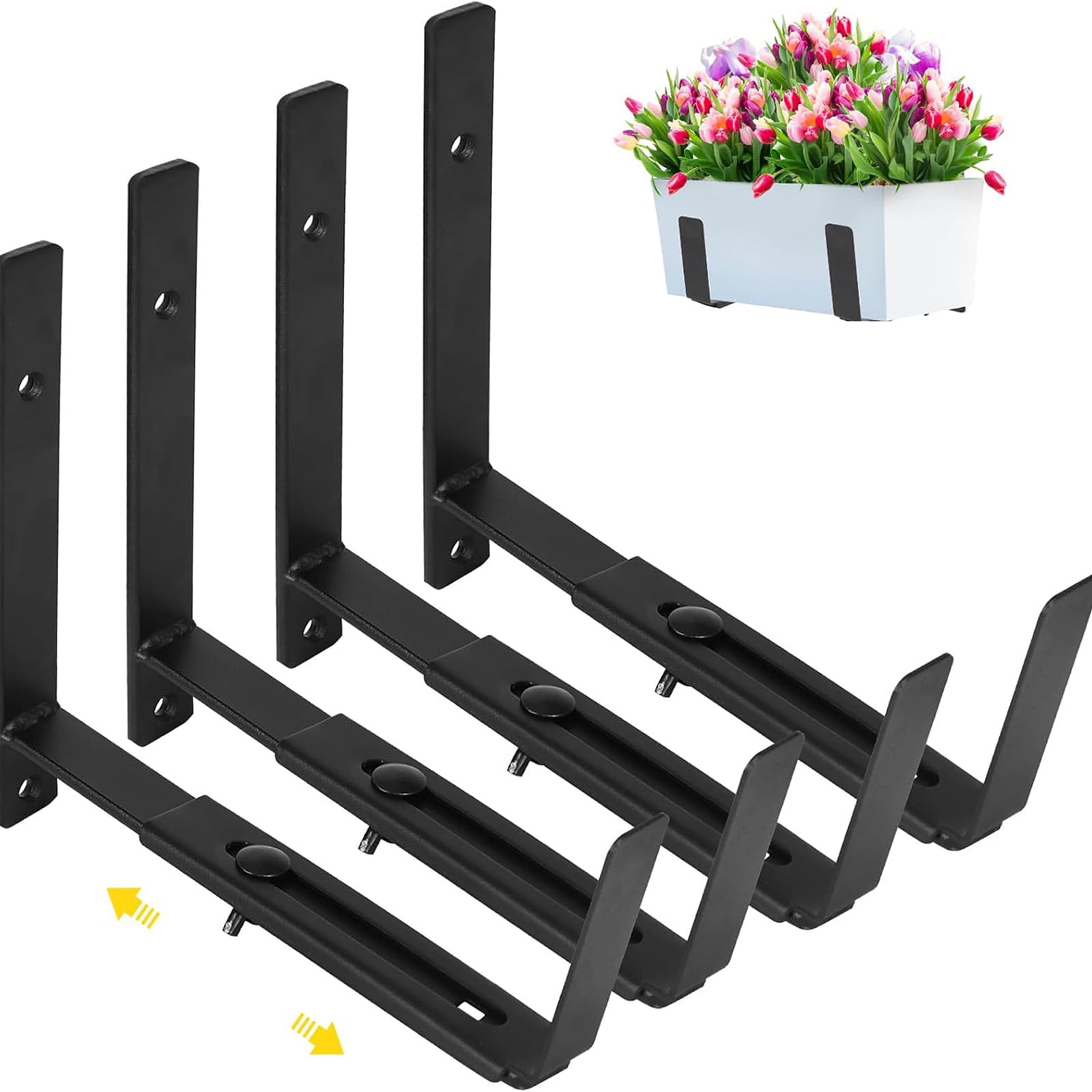 LukLoy Window Box Brackets, 4 Pack Adjustable Heavy Duty Wall Mount ...