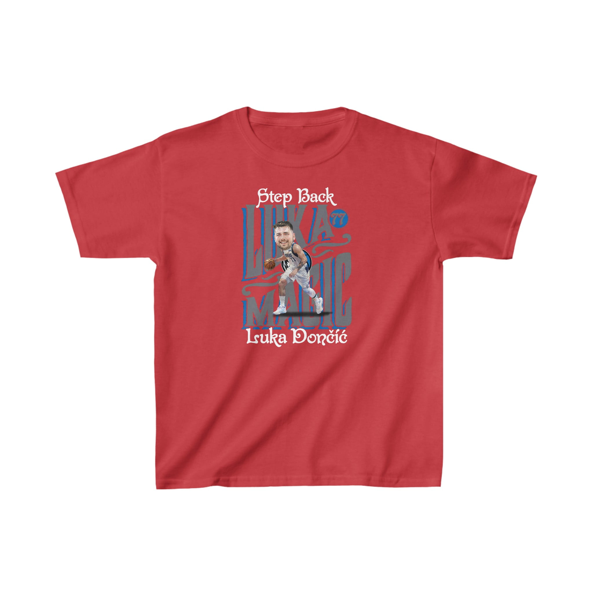 Luka Doncic 77 step back luka magic for basketball fans Kids Cotton Tee ...