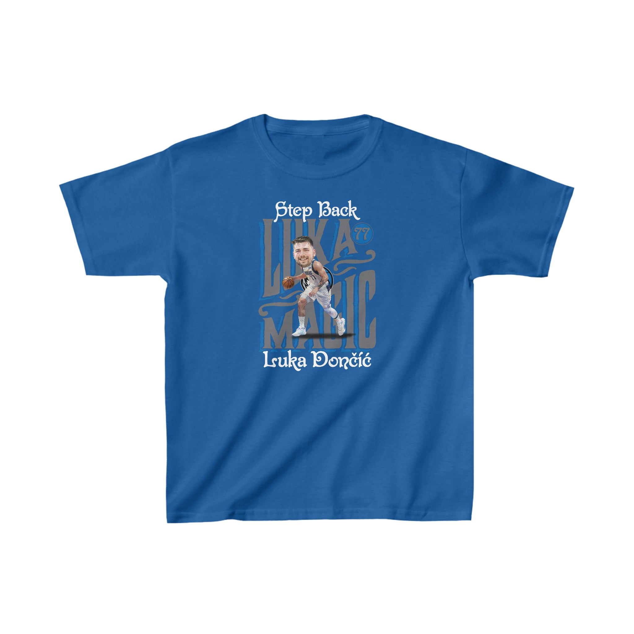 Luka Doncic 77 step back luka magic for basketball fans Kids Cotton Tee ...