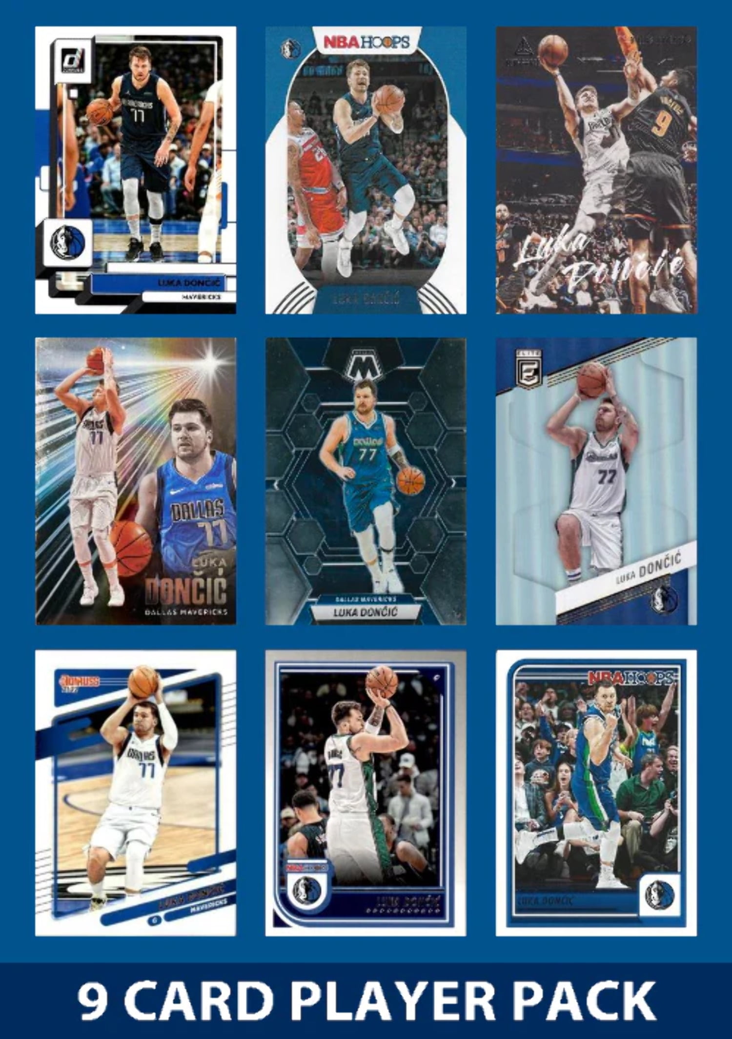 Collectible Luka Doncic 9 Card Player Pack 2023-24 Hoops Donruss Panini ...