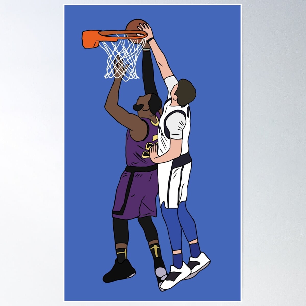 Luka Doncic Blocks Lebron James Poster Wall Art, Modern Wall Decor ...