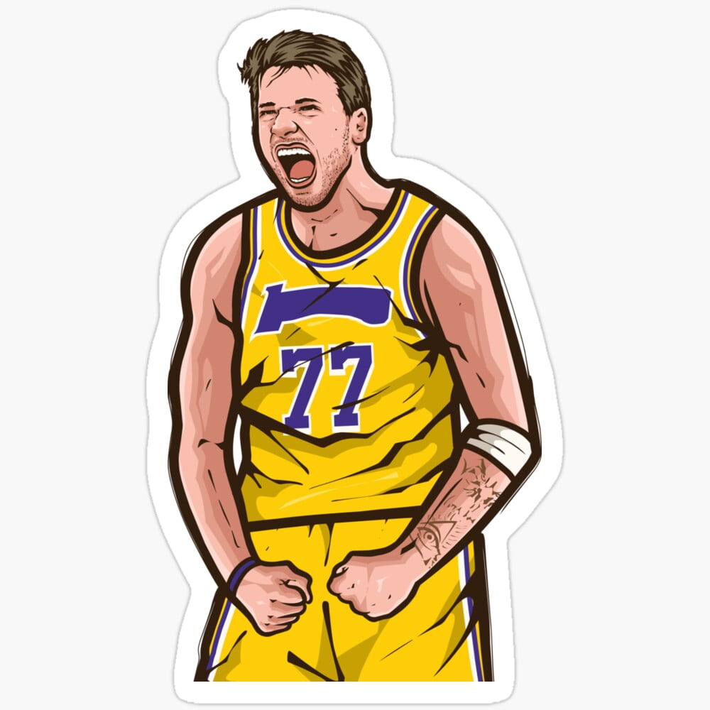 Luka Doncic Celebration Cartoon Los Angeles Sticker Phone Decal Water ...