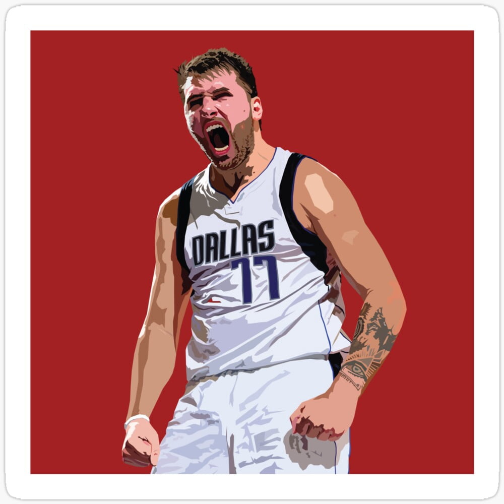 Luka Doncic Celebration Portrait Sticker Phone Decal Water Bottle ...