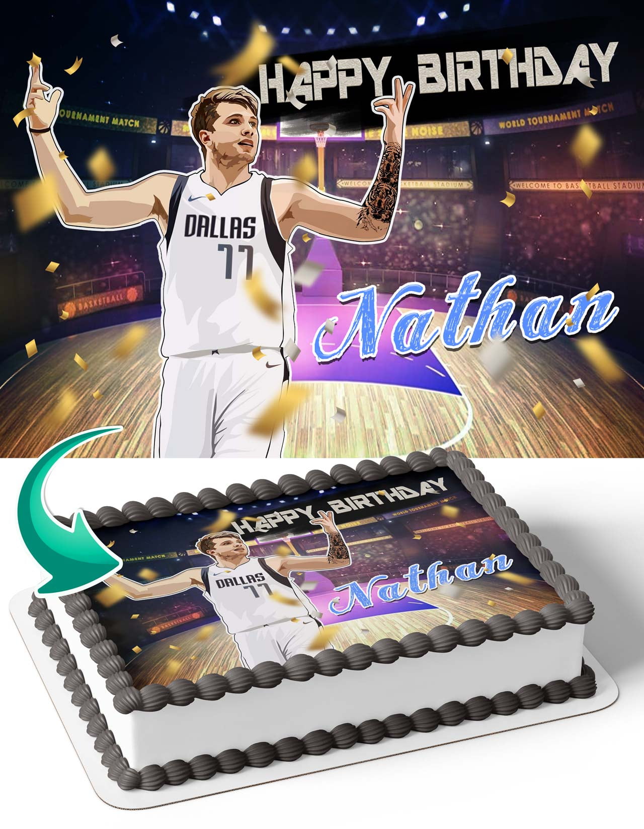 Luka Doncic Edible Image Cake Topper Personalized Birthday Sheet Decal ...