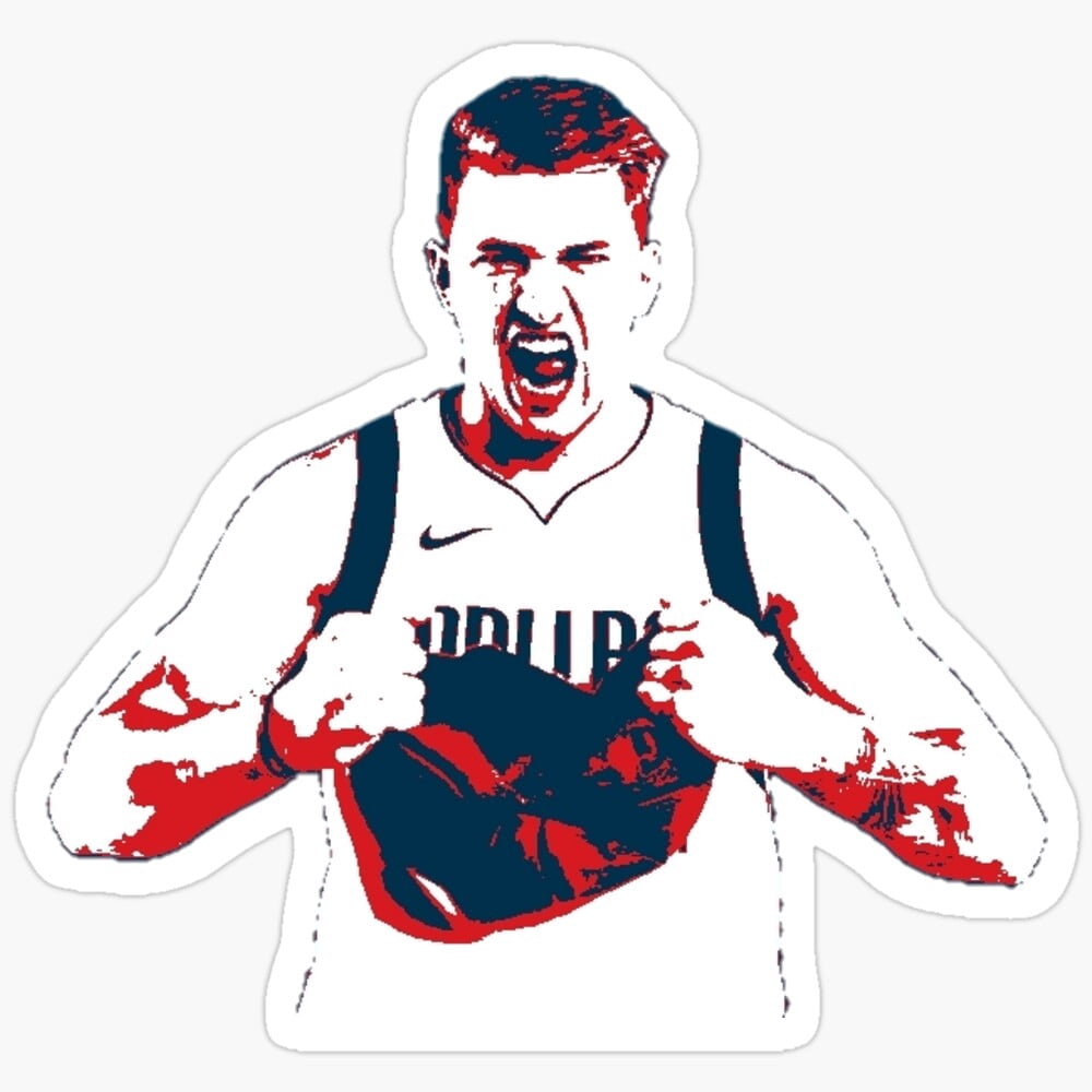 Luka Doncic Ripping Apart A Basketball Retro Sticker Phone Decal Water ...