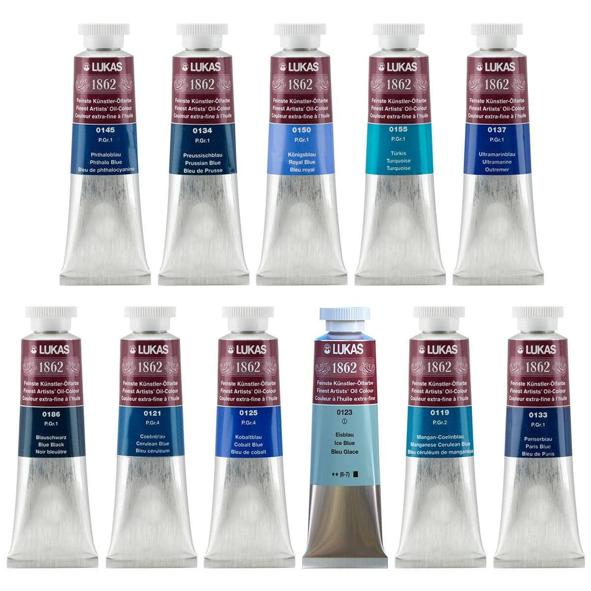 Lukas 1862 Professional Artist Oil Paints, Blues, 37 mL - Set of 11 ...