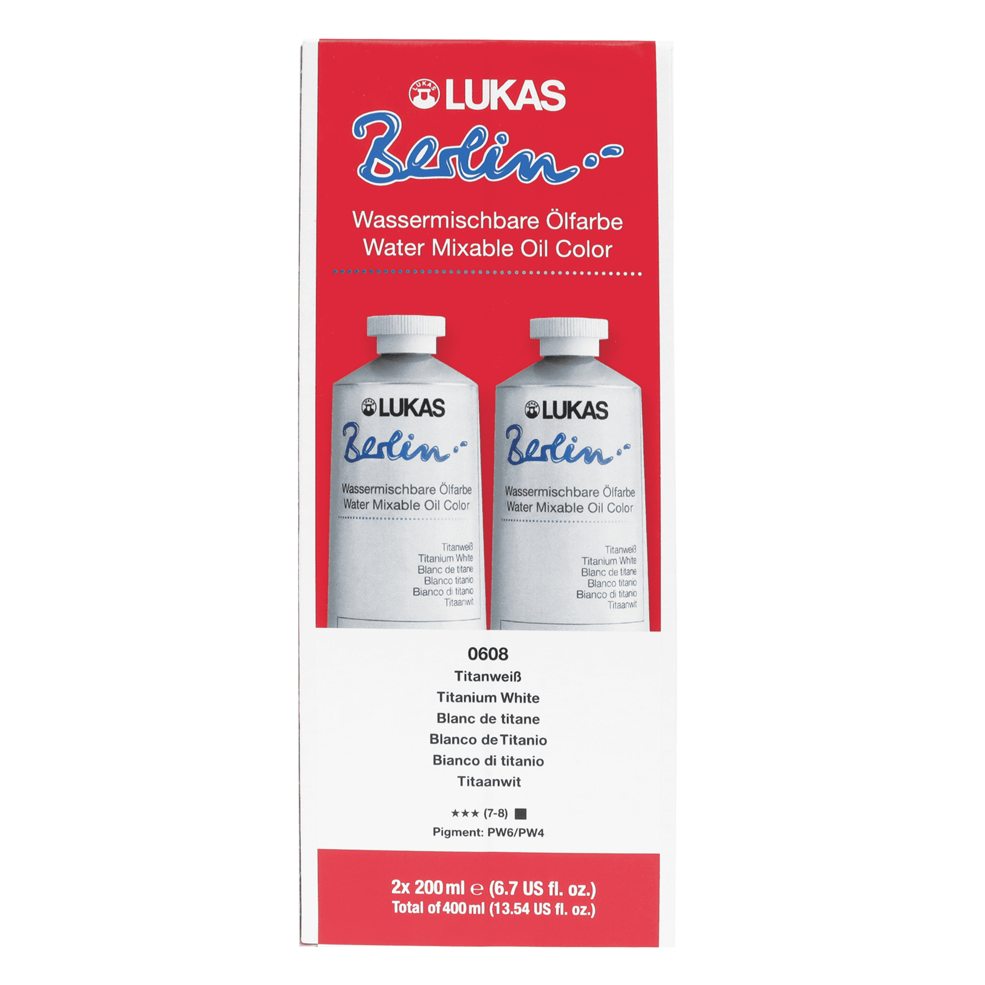 Lukas Berlin Pro Artists Water Mixable Oil Paint, 200mL Titanium White ...