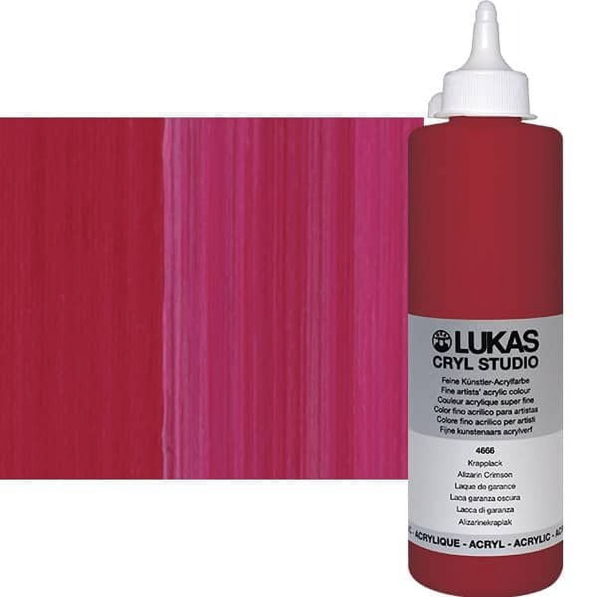 Lukas CRYL Studio Artist Acrylic Paint, Alizarin Crimson, 500 ml Bottle ...