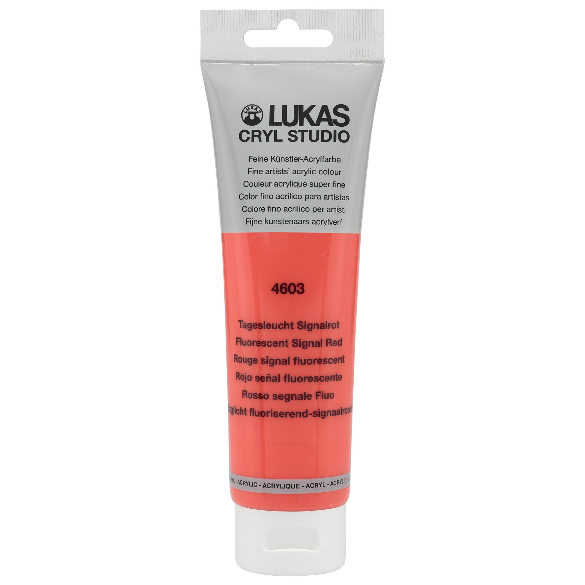 Lukas CRYL Studio Artist Acrylic Paint, Fluorescent Signal Red, 125 ml ...