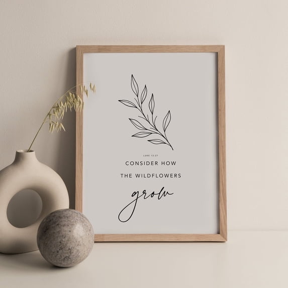 Luke 12:27 Consider The Wildflowers Bible Verse Wall Art Scripture ...