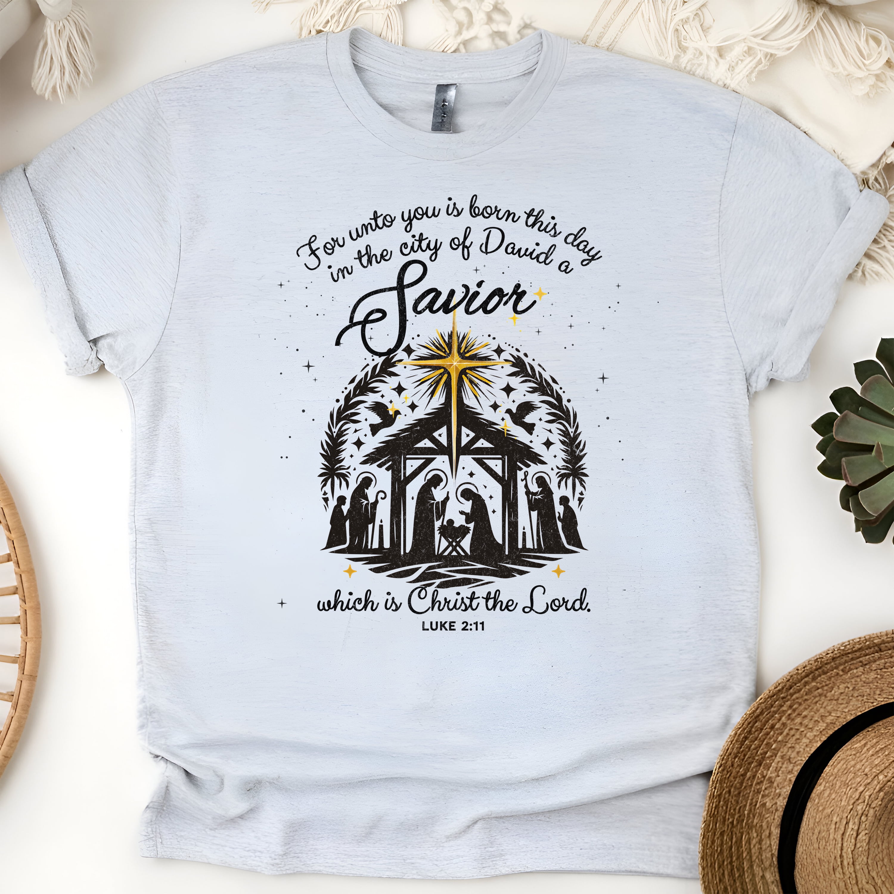 Luke 2:11 Nativity Scene Shirt – For Unto You Is Born This Day a Savior ...