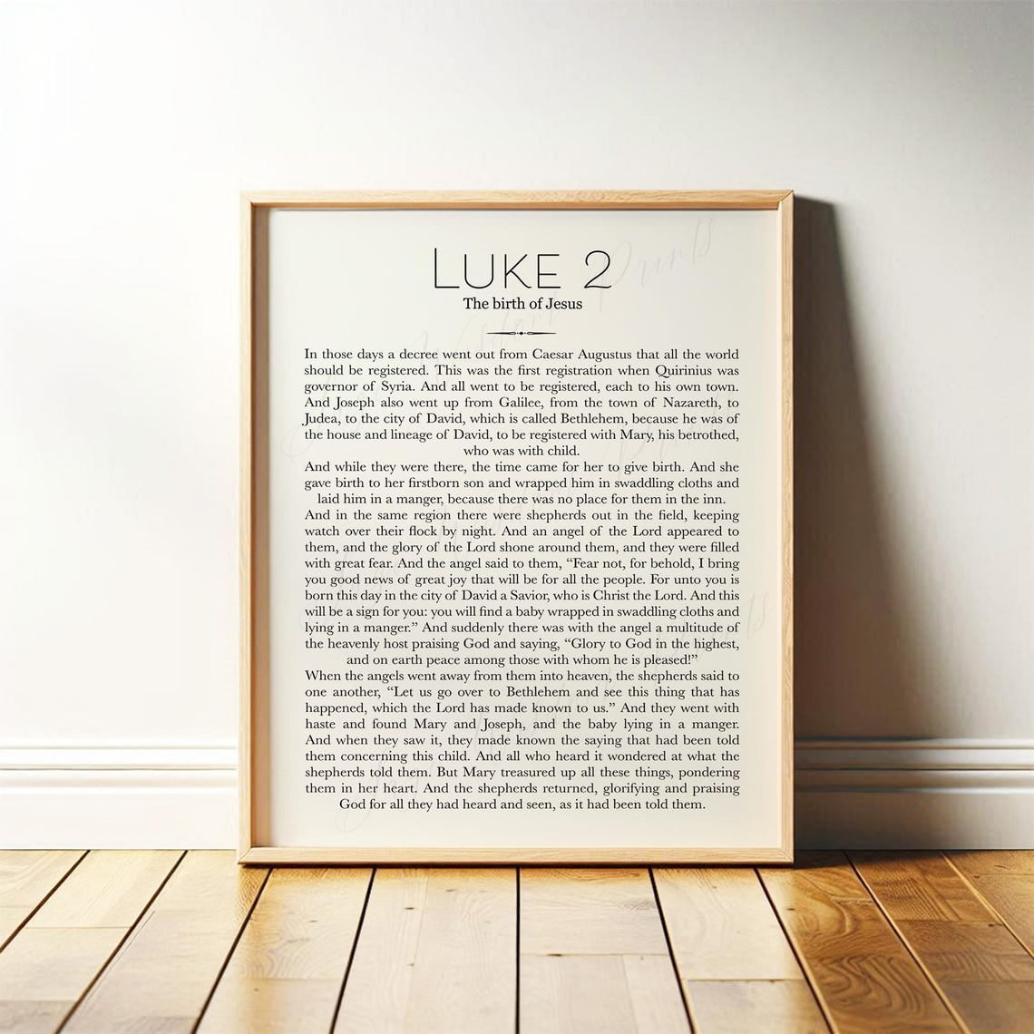 Luke 2 Scripture Art Minimalist Bible Verse Print or Poster Decor ...