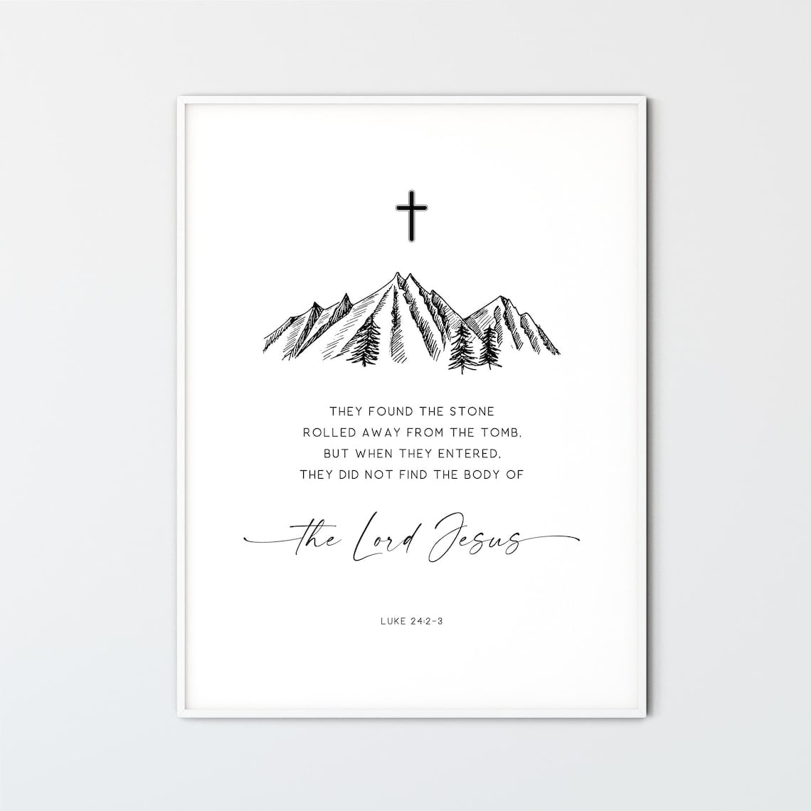 Luke 24:2-3, Easter Modern Minimalist Scripture Bible Verse Wall Art ...