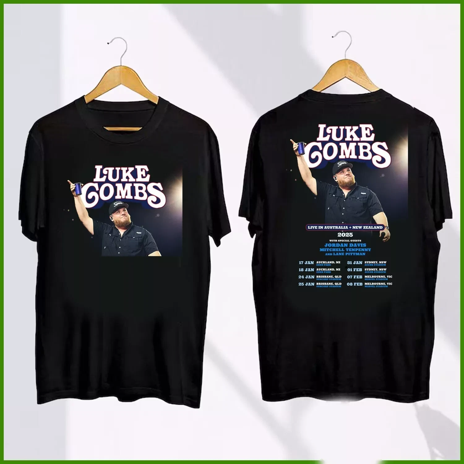Luke Combs 2025 Tour Dates, Tshirt Gift Fans,Black Color,Size M ...