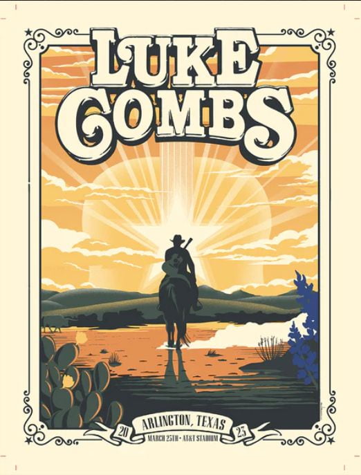 Luke Combs Arlington Event Poster March 25th Size 24''x36'' - Gategoo ...
