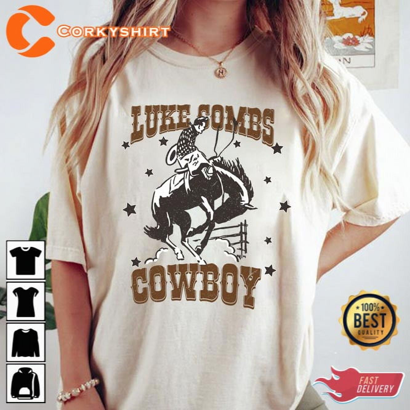Luke Combs Boho Western Cowboy Shirt Country Tee - Walmart.com