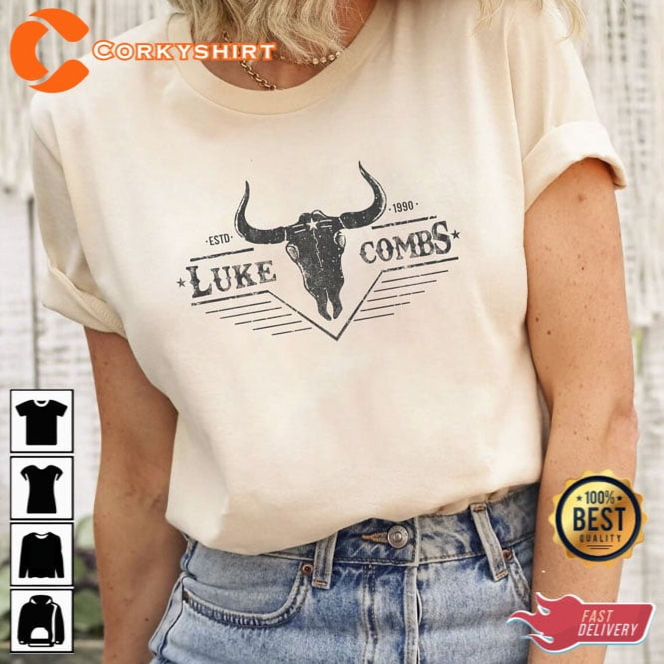 Luke Combs Estd 1990 T-shirt Bullhead Tour 2023 Country Music Tee ...