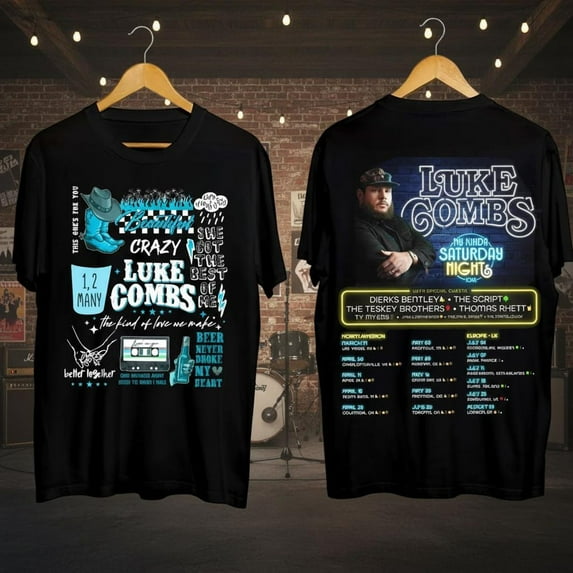 Luke Combs My Kinda Saturday Night Tour Country Music Tee 2026 T-Shirt ...