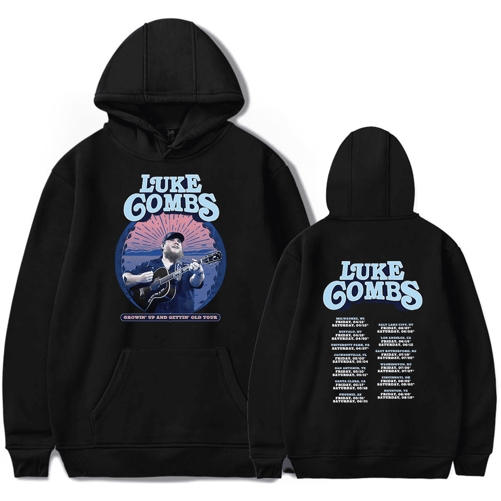 Luke Combs Merch Hoodie Growin'Up And Gettin' Old Tour Long Sleeve ...