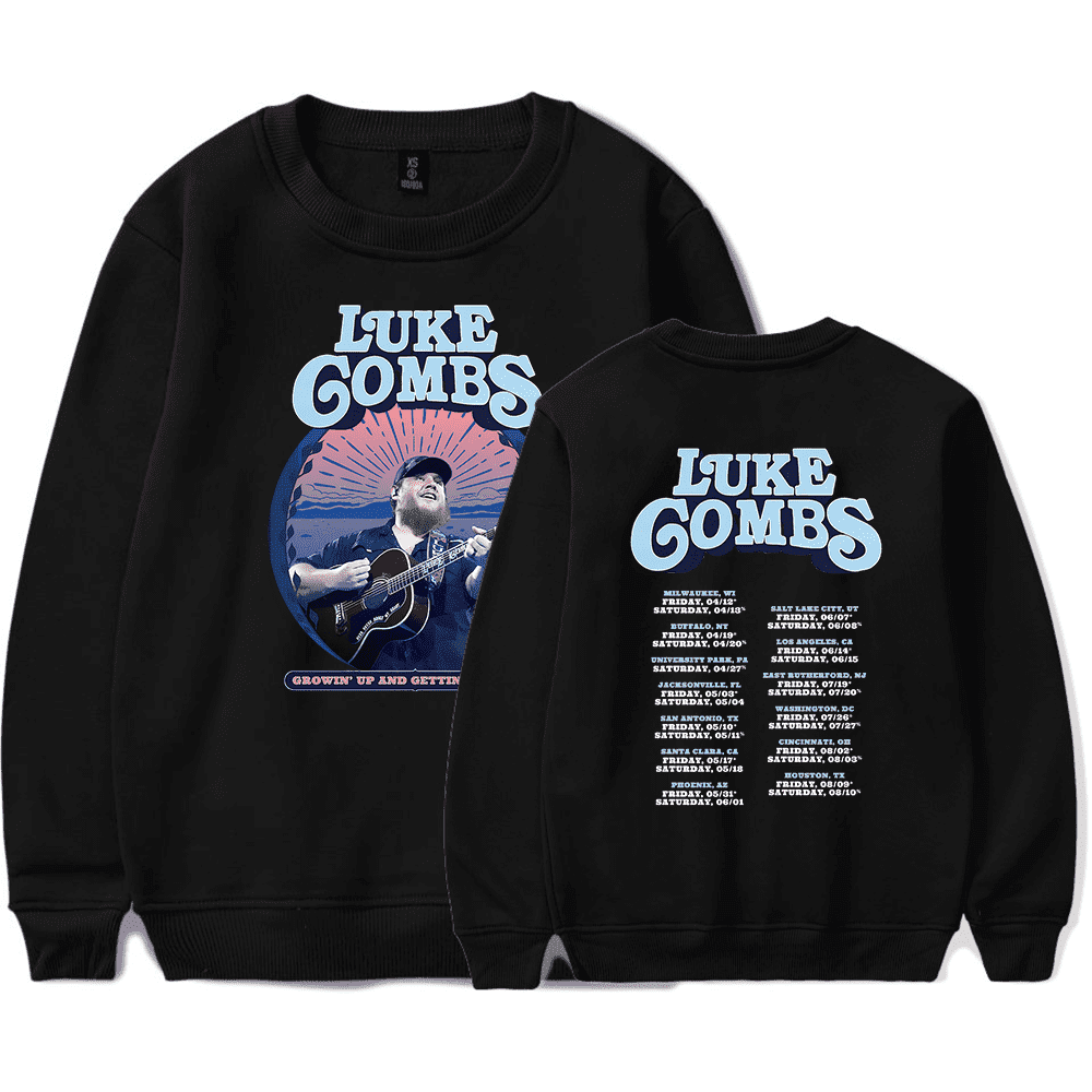 Luke Combs Merch Sweatshirt Growin'Up And Gettin' Old Tour Long Sleeve ...