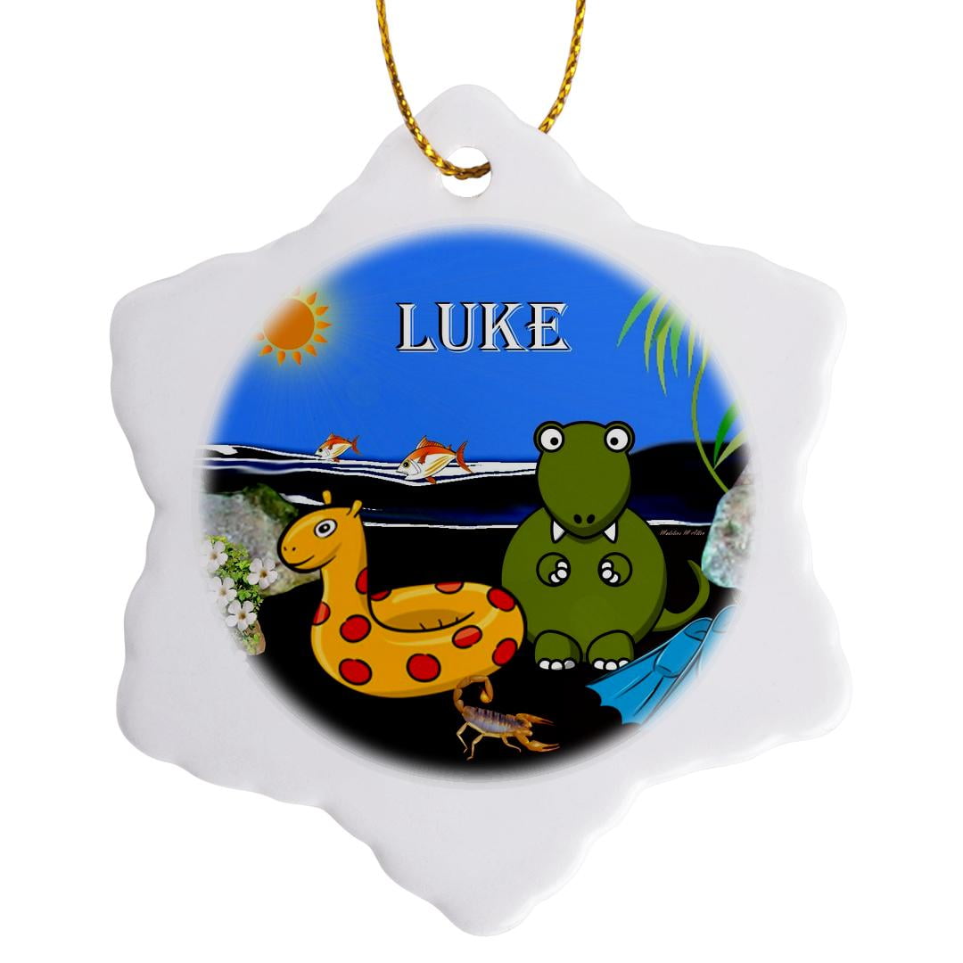 3drose, Luke - Tyrannosaurus Rex at the Beach, 3 inch Snowflake ...