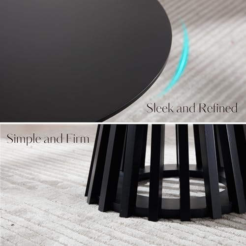 LukeAlon 43.5" High Round Bar Table, Modern Wood Cocktail Table with ...