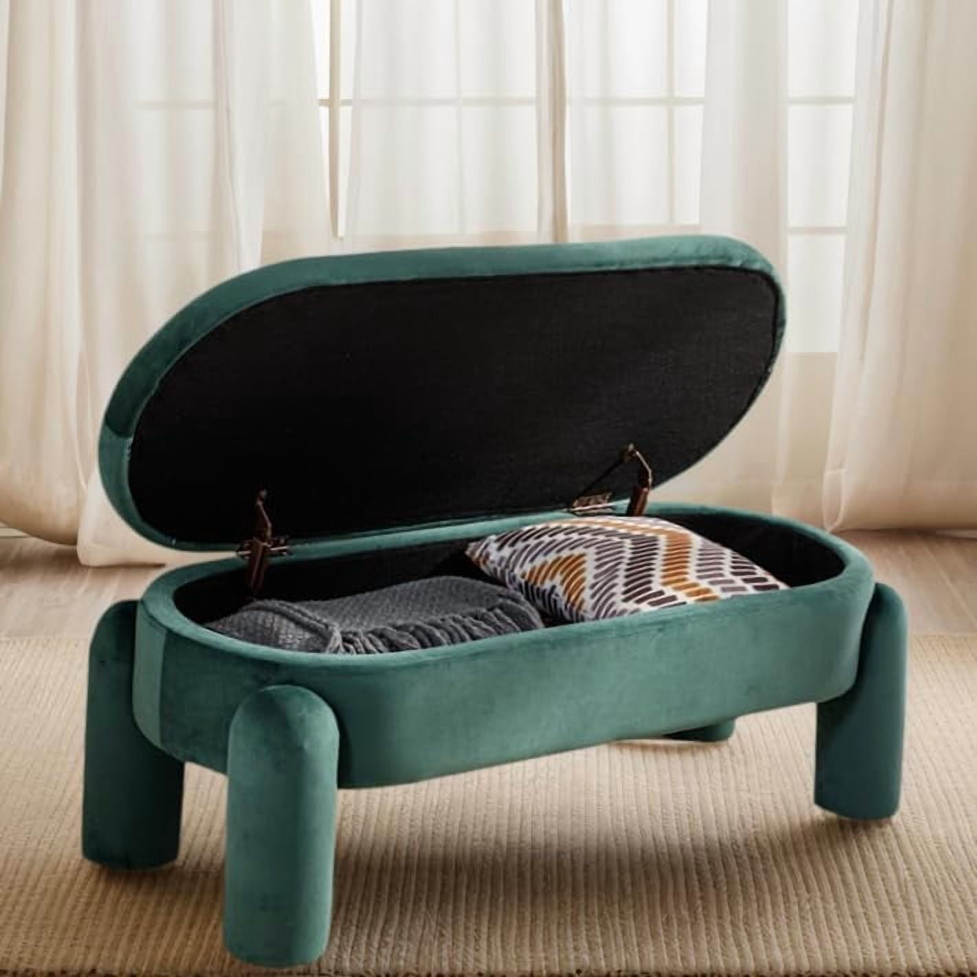 LukeAlon Cute Velvet Shoe Bench with Storage, Upholstered 45" Wide ...