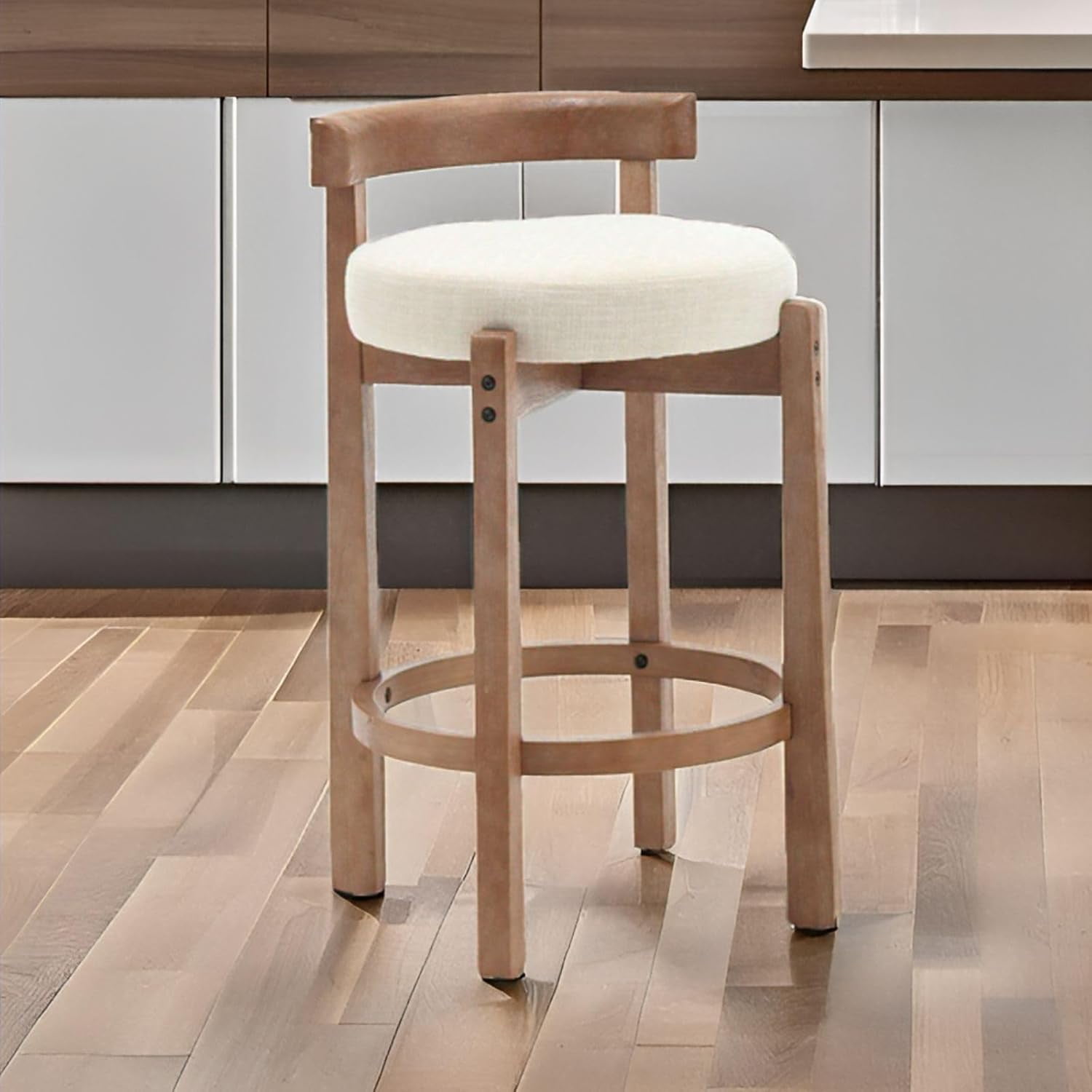 LukeAlon Mid Century Linen Single Counter Stools, Upholstered 26.5 ...