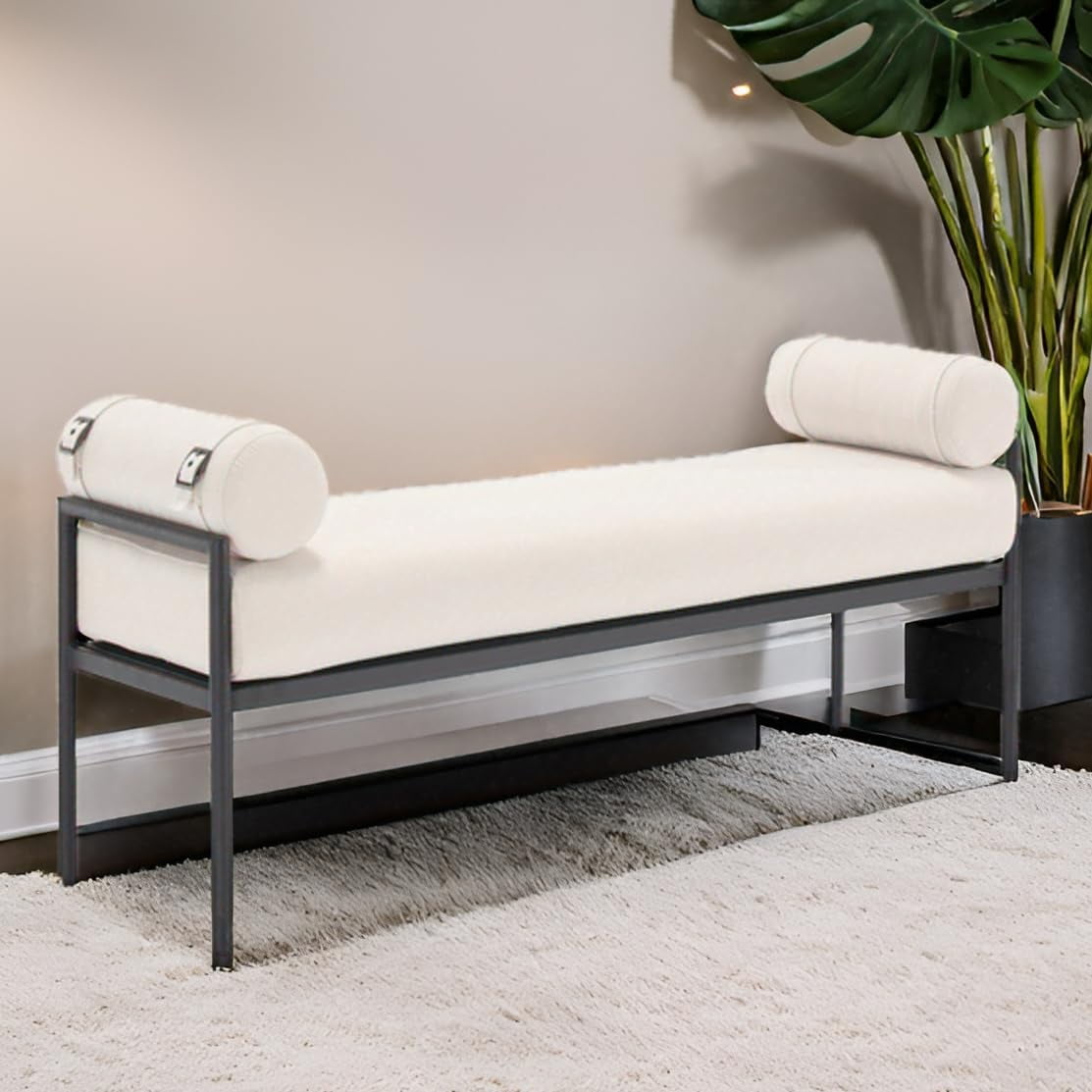 LukeAlon Modern 55" End of Bed Bench Long King Upholstered Chenille ...