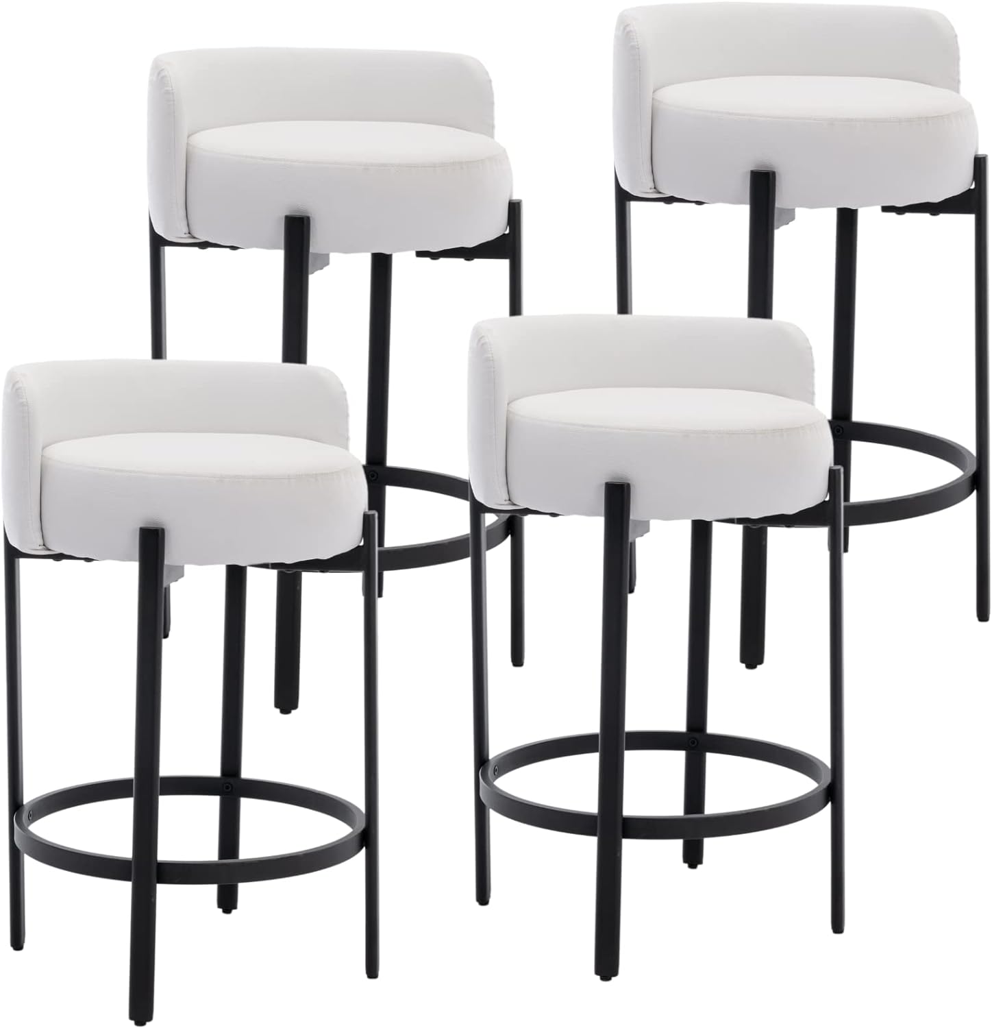 LukeAlon Modern Sherpa Counter Height Stools Set of 2, Upholstered 26 ...