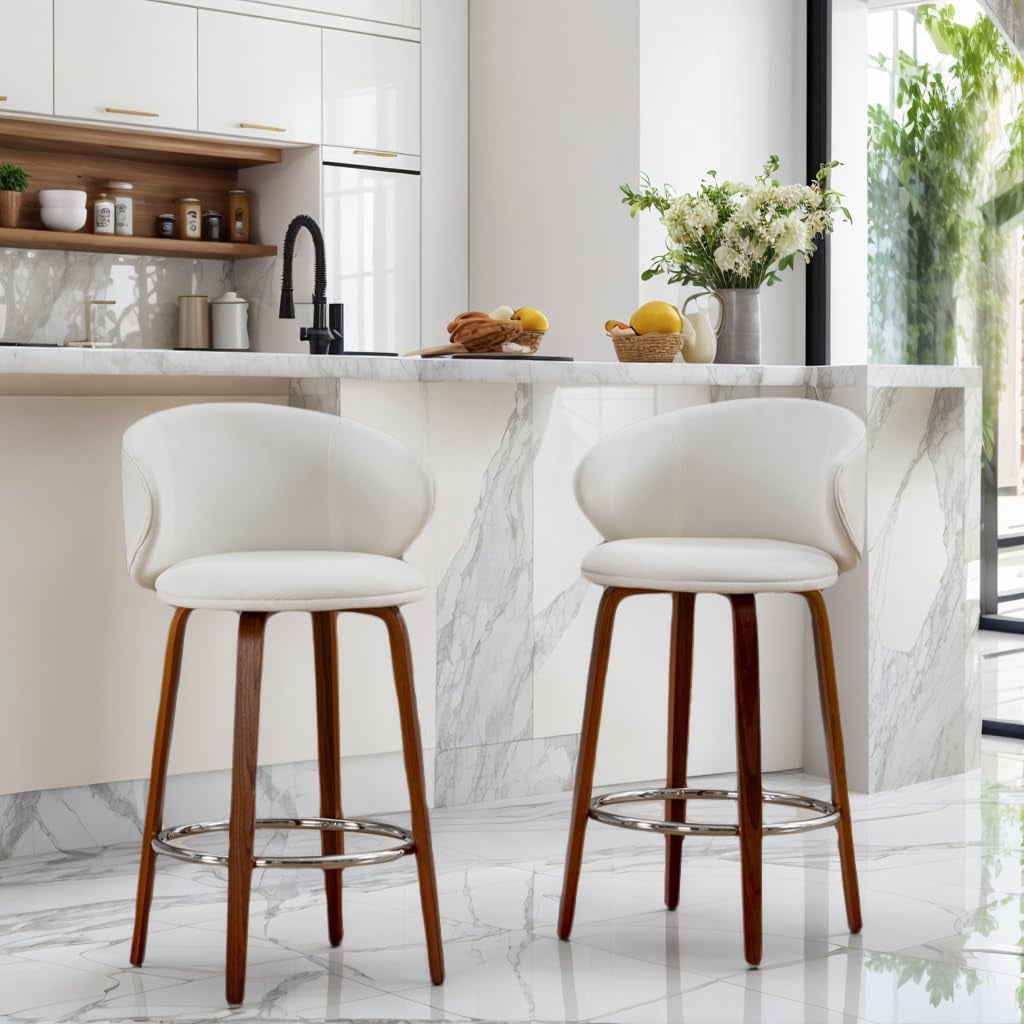 LukeAlon Velvet Counter Stools Set of 2-26" Upholstered Bar Stools with ...