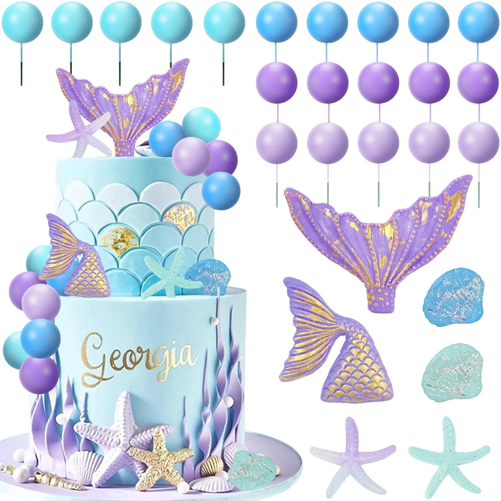 Lukinuo Mermaid Topper SSF20 26Pcs Under The Decors Seashell topper ...