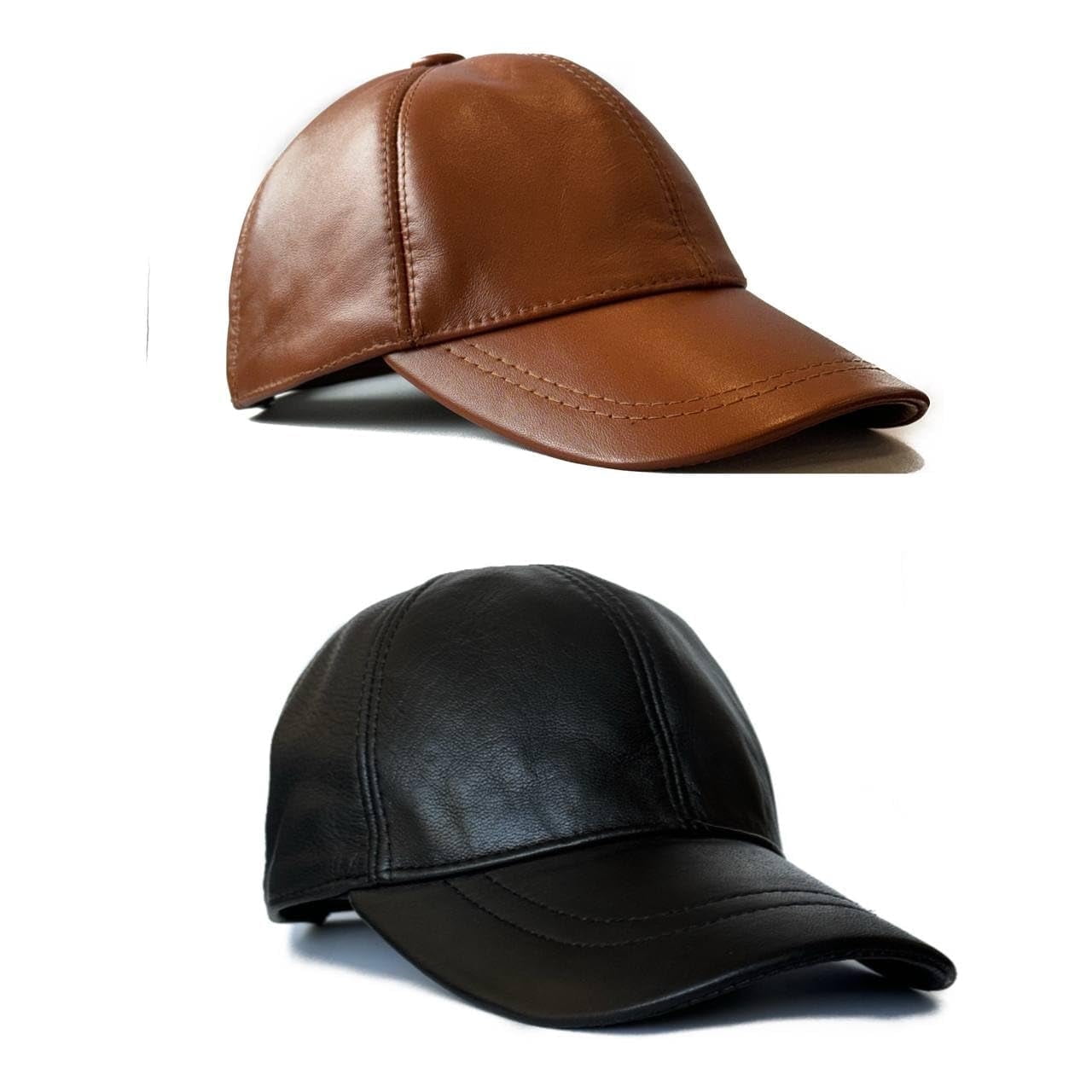 Lukkizara Leather Baseball Cap Unisex Adjustable Real Lambskin Leather ...