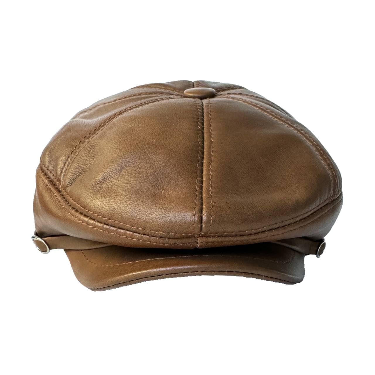 Lukkizara Men's Leather Newsboy Cap Cabbie Beret Real Leather Hat ...