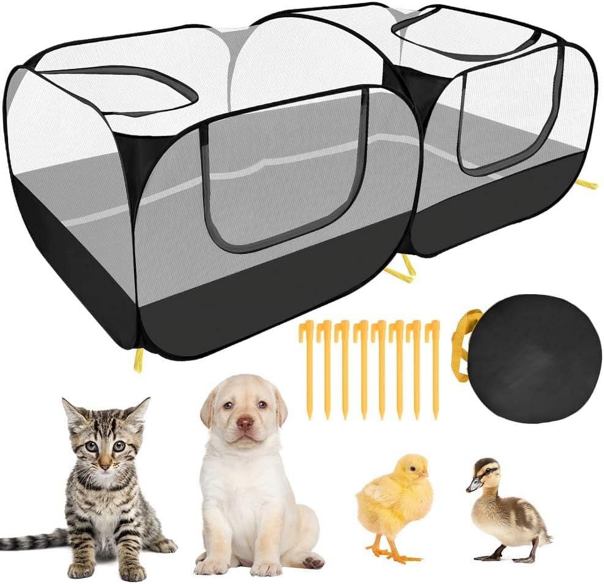 Lukovee Small Animals Playpen, Chicken Pen with Escape-Proof Detachable ...
