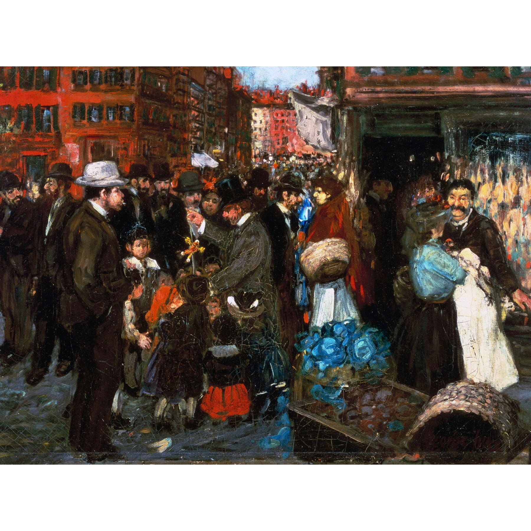 Luks Hester Street Scene New York Manhattan Painting Extra Large Art ...