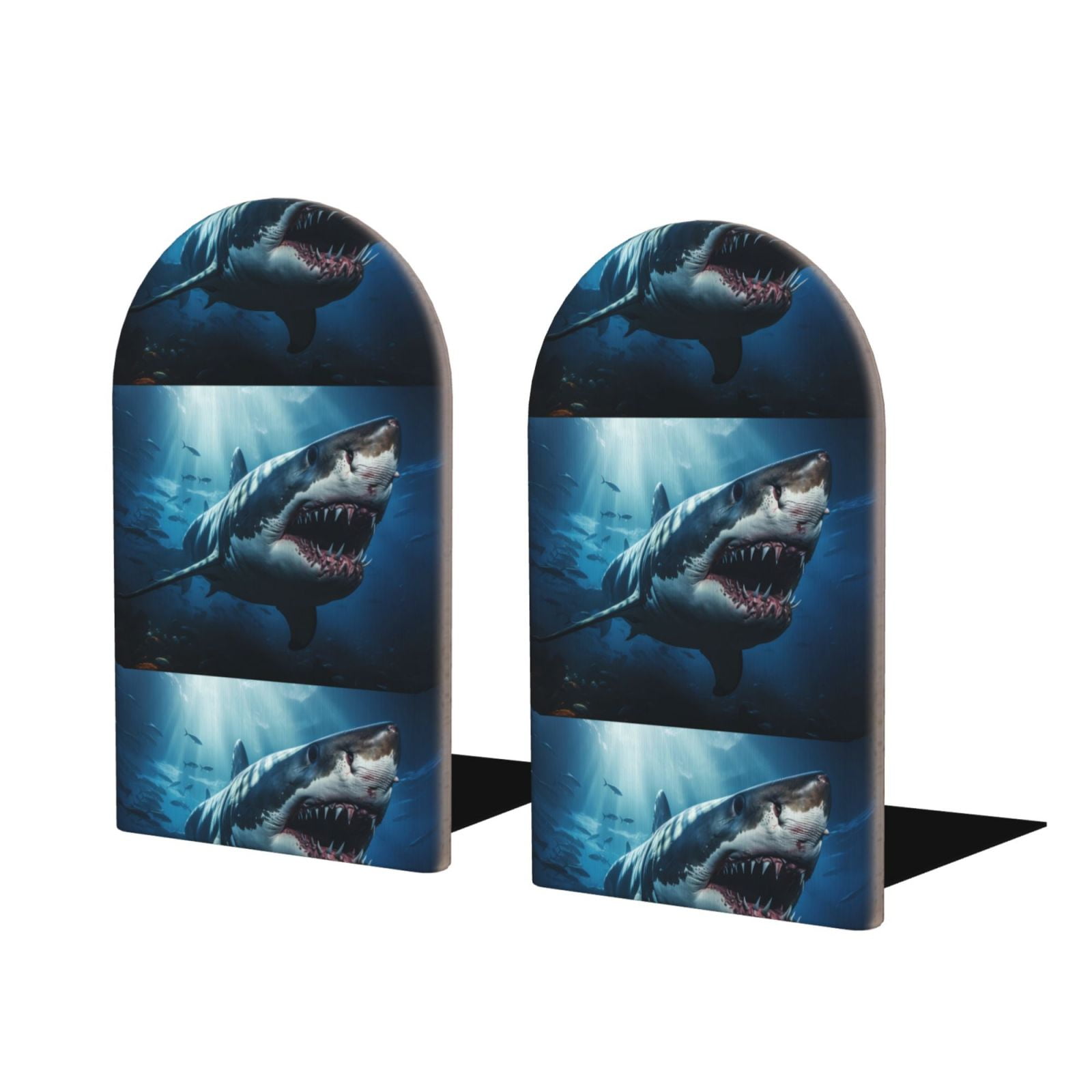 Lukts 3D Realistic Shark Print Wood Bookends,Non-Skid Bookend for ...