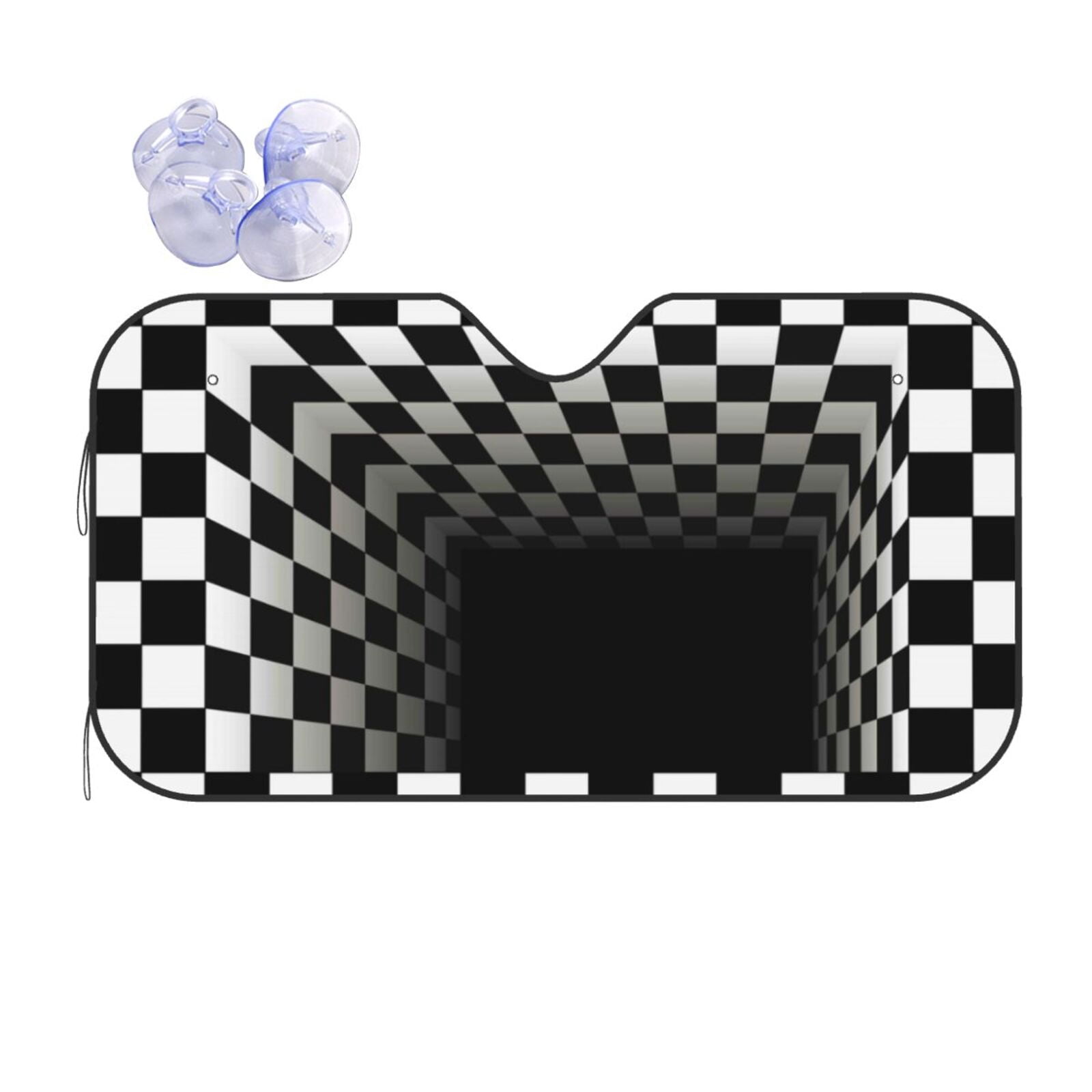 Lukts 3d Black And White Checkerboard Tunnel Car Windshield Sun Shade ...