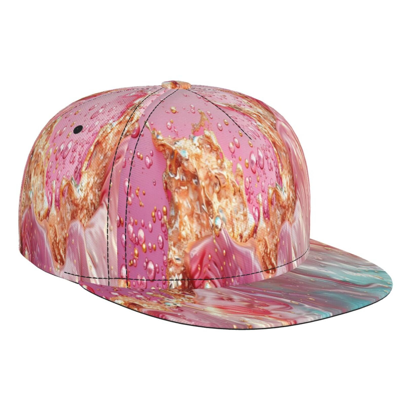 Lukts Abstract Pink Gold Splash for Flat Brim Baseball Cap, Sun ...