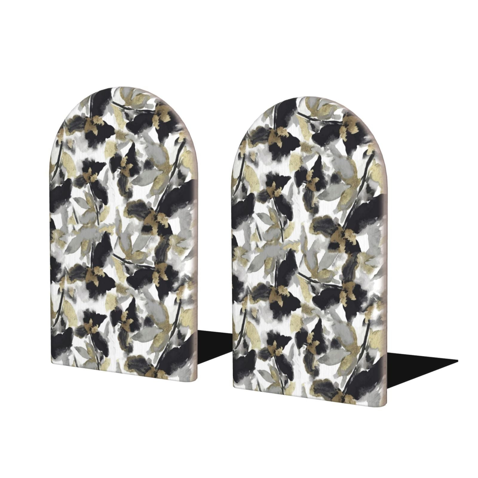 Lukts Abstract Watercolor Print Wood Bookends,Non-Skid Bookend for ...