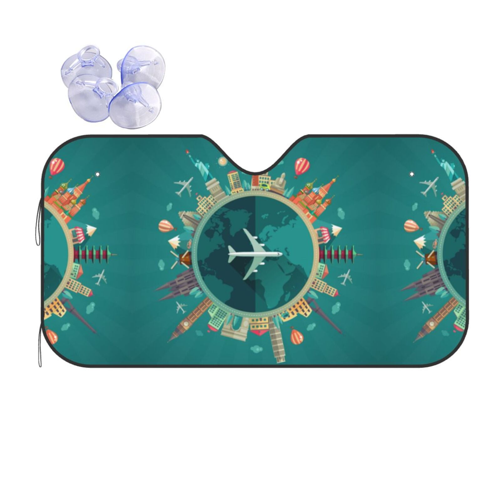 Lukts Around The Planet Car Windshield Sun Shade With Storage Pouch ...