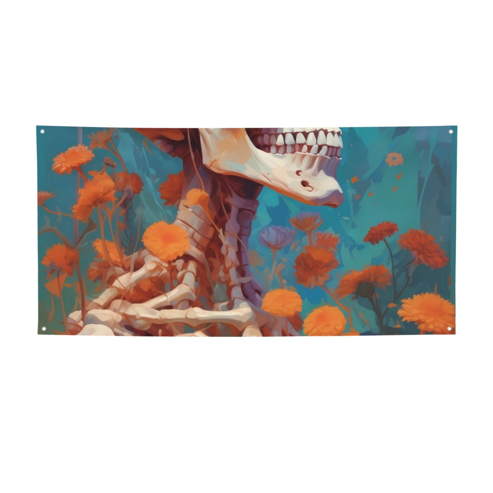 Lukts Artistic Orange Carnation Skull Print Banners and Signs for ...